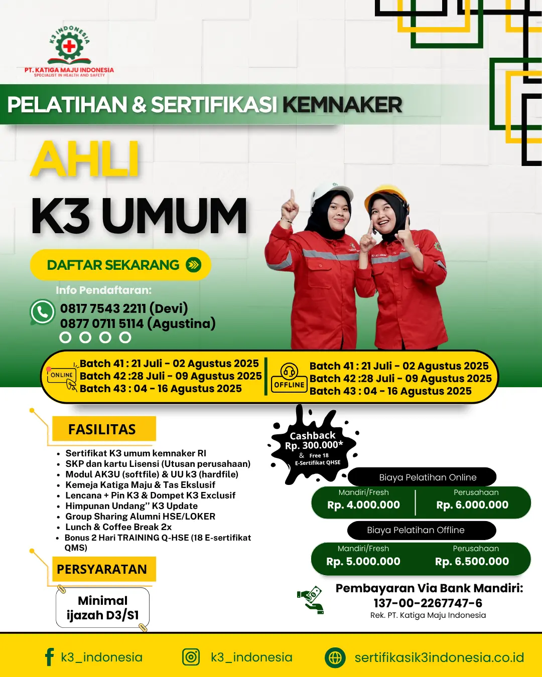 Ahli K3 Umum Kemnaker - Sertifikasi K3 Indonesia