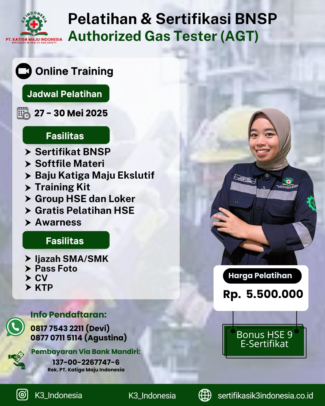 Authorized Gas Tester (AGT) Sertifikasi BNSP Online - Sertifikasi K3 ...