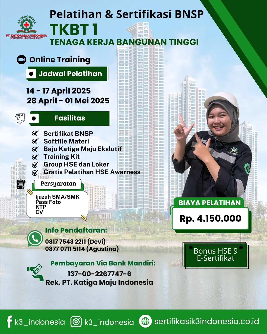 Pelatihan TKBT 1 / Tenaga Kerja Bangunan Tinggi Sertifikasi BNSP Online ...